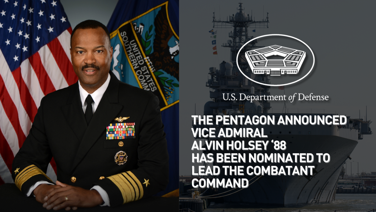 Vice Admiral Alvin Hosley '88 Nominated to Lead the Combatant Command